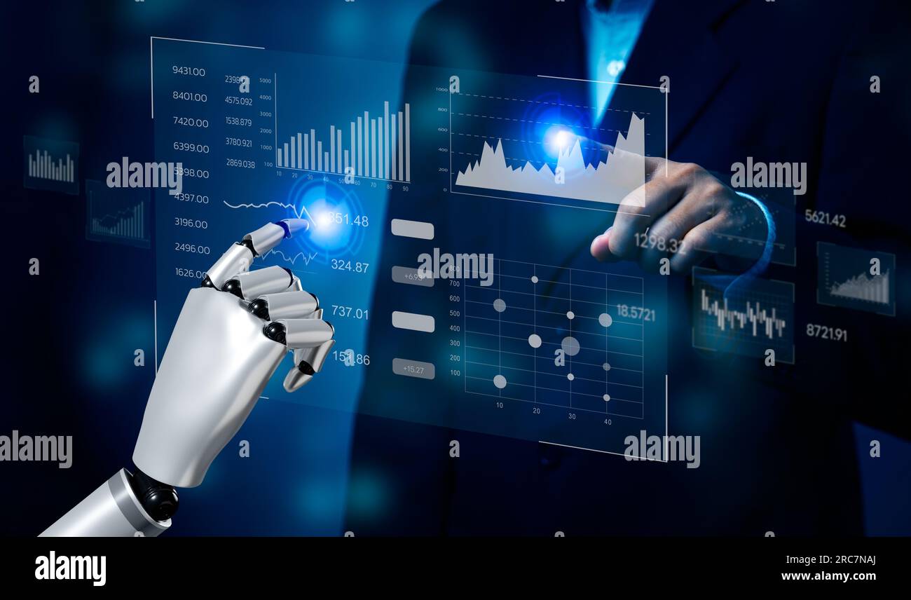 Business 3D rendering artificial intelligence AI robot dashboard Big ...