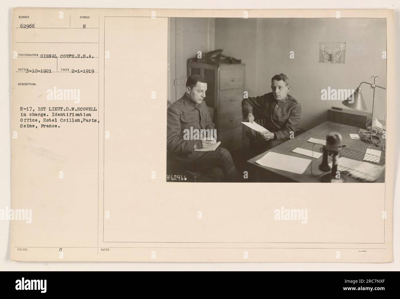 1st Lieut. D.W. Scovell is pictured at the Identification Office ...