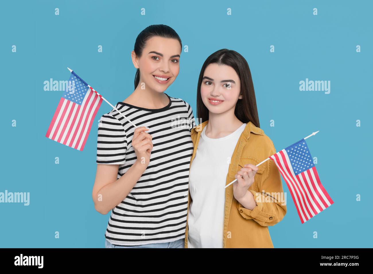 4th of July - Independence Day of USA. Happy woman and her daughter ...