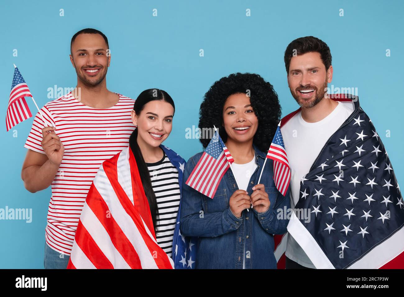 Young adult friends greeting usa hi-res stock photography and images ...