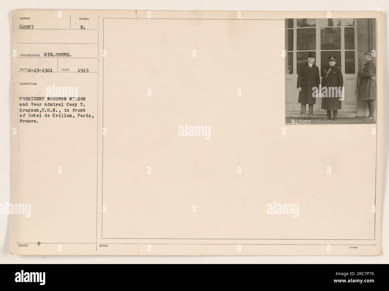 Caption: President Woodrow Wilson and Rear Admiral Cary T. Grayson, U.S ...