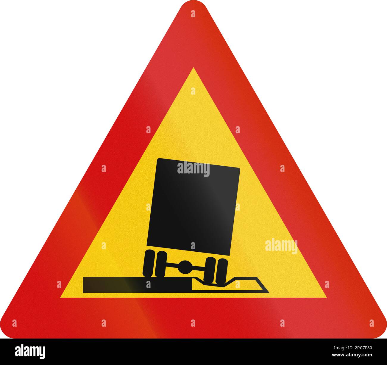 Road sign in Iceland - Unstable road surface on the right Stock Photo ...