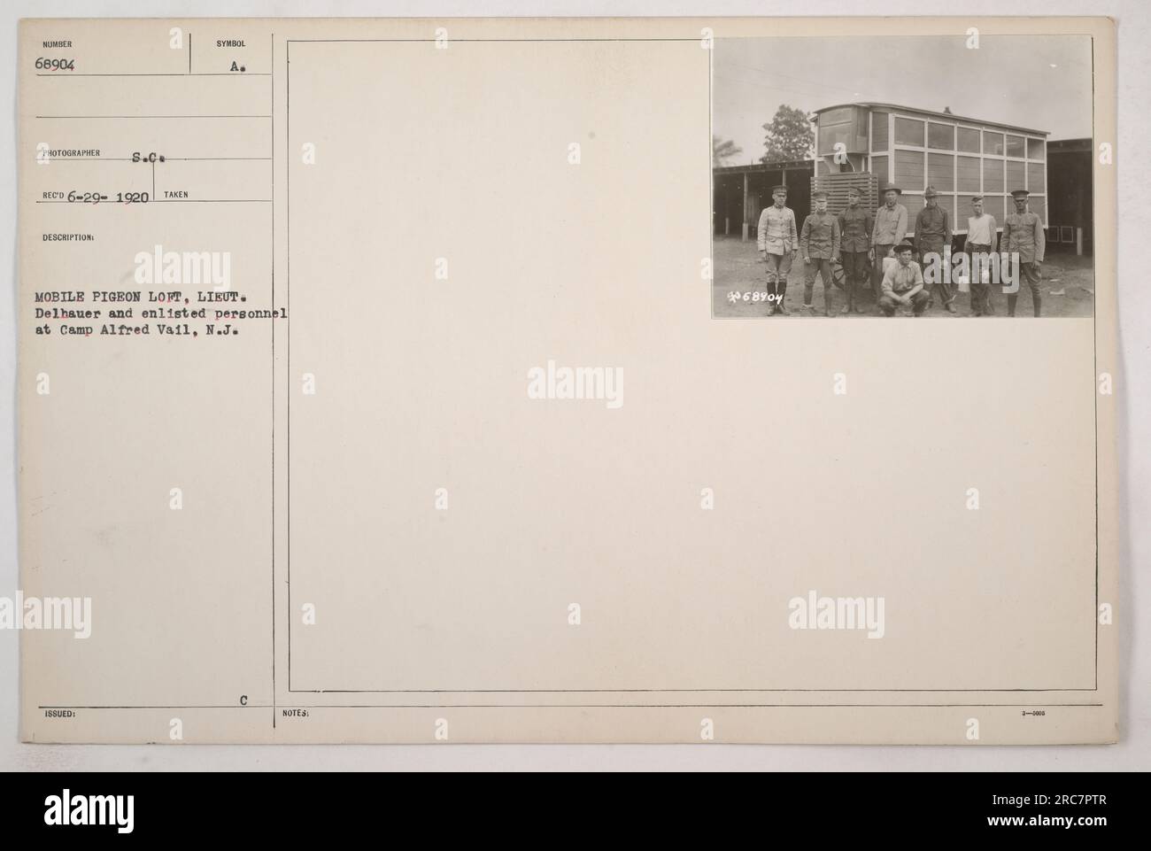 Lieutenant Delhauer and enlisted personnel at Camp Alfred Vail, New ...