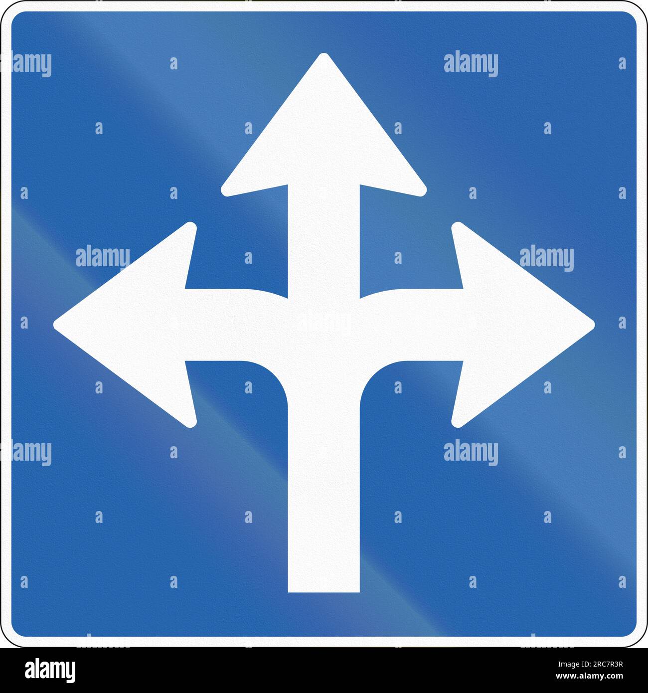 Icelandic lane markings over road: Left, straight or right Stock Photo ...