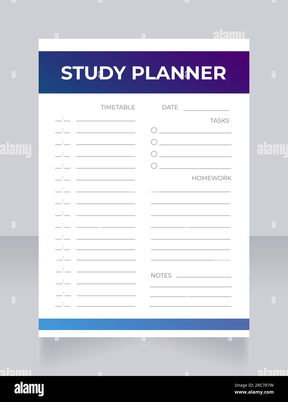 Study planner worksheet design template Stock Vector Image & Art - Alamy