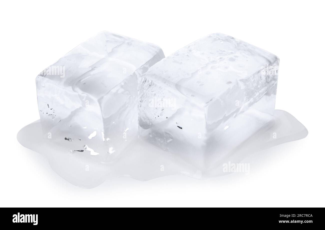 Crystal clear ice cubes isolated on white Stock Photo - Alamy