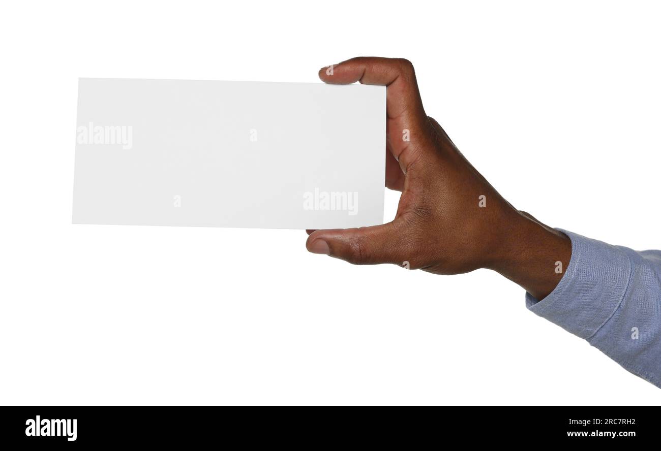 African american man holding mockup Cut Out Stock Images & Pictures - Alamy