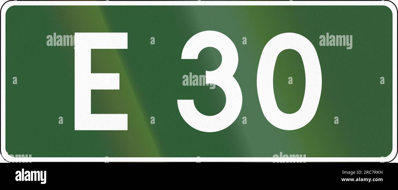 European road number sign for E30 in Poland Stock Photo - Alamy