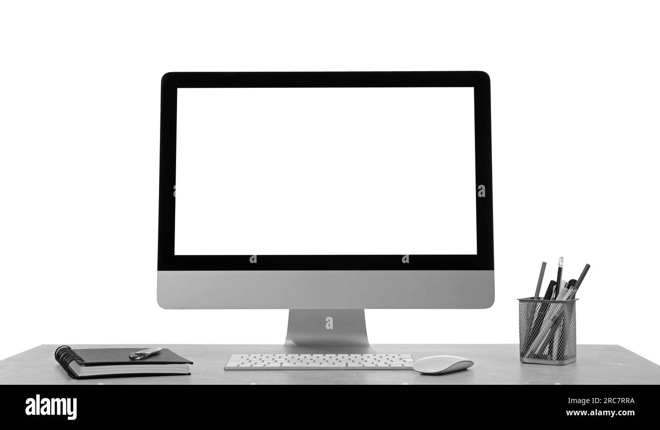 Blank computer monitor stationery Black and White Stock Photos & Images ...