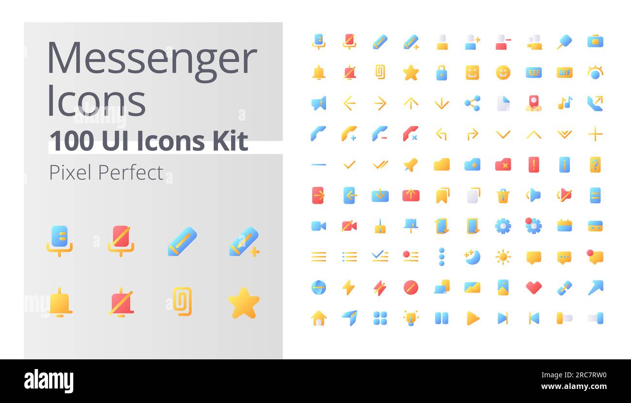 Messenger application pixel perfect flat gradient color ui icons kit ...