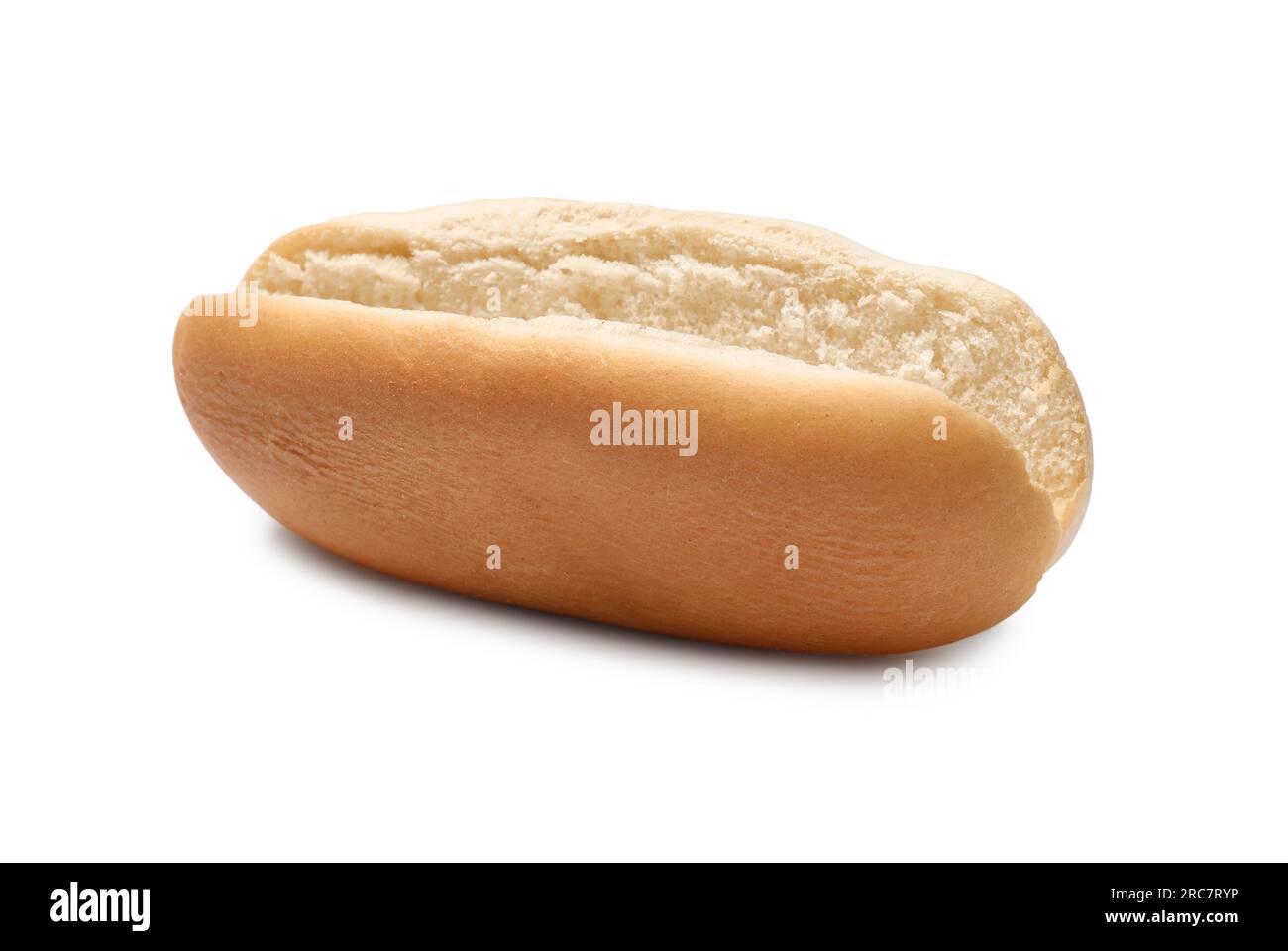 Fresh cut bun for hot dog on white background Stock Photo - Alamy