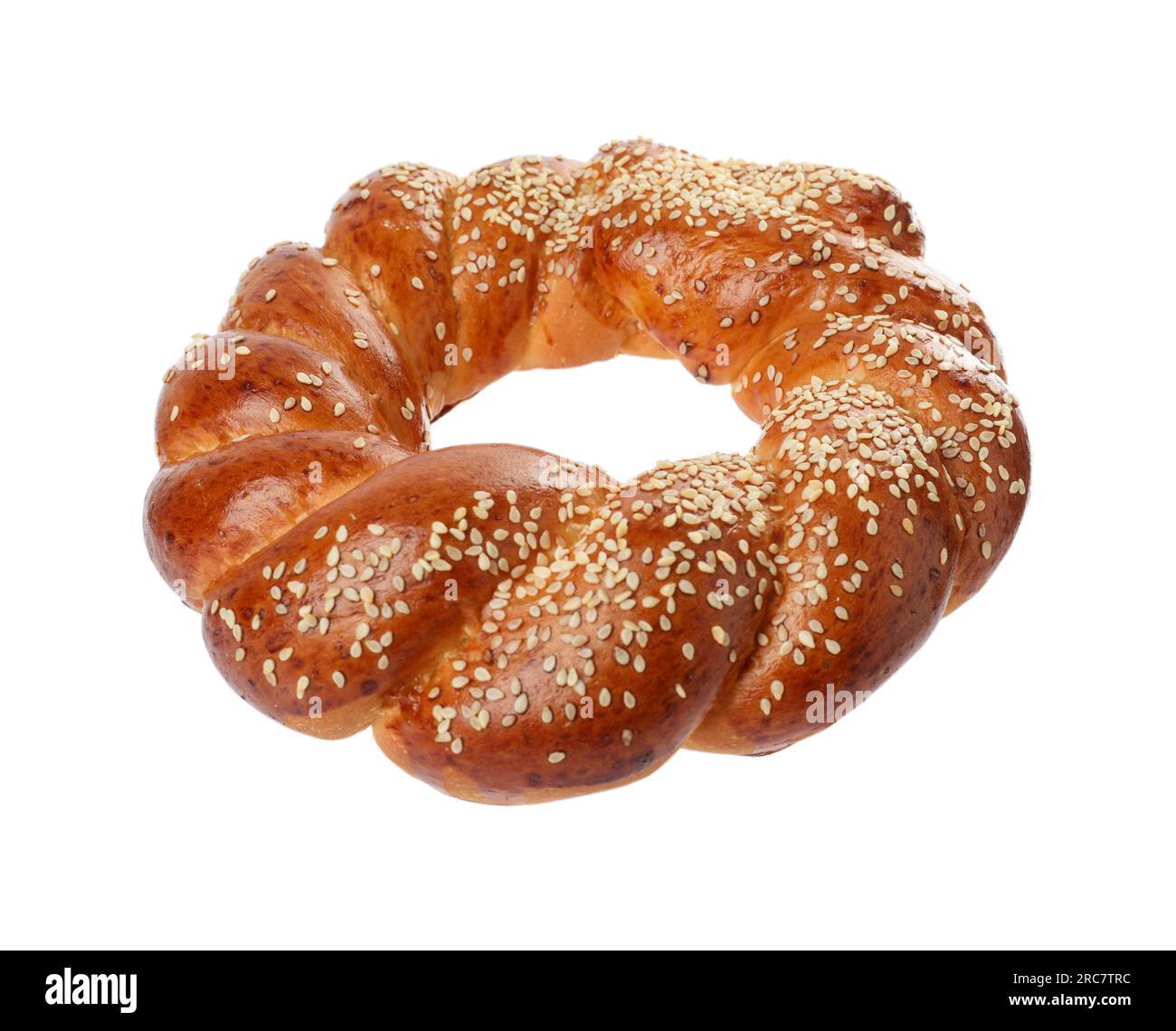 Round braided bread isolated on white. Fresh pastry Stock Photo - Alamy