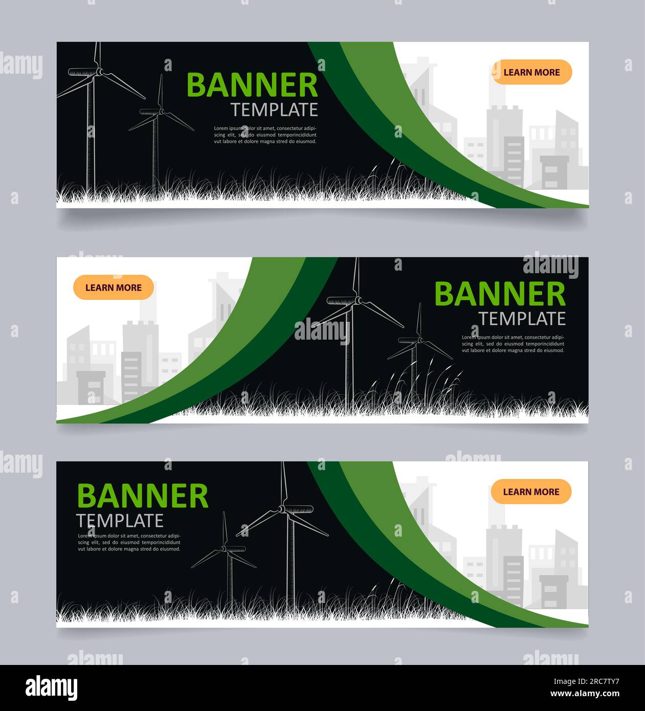 Sustainable power production web banner design template Stock Vector ...