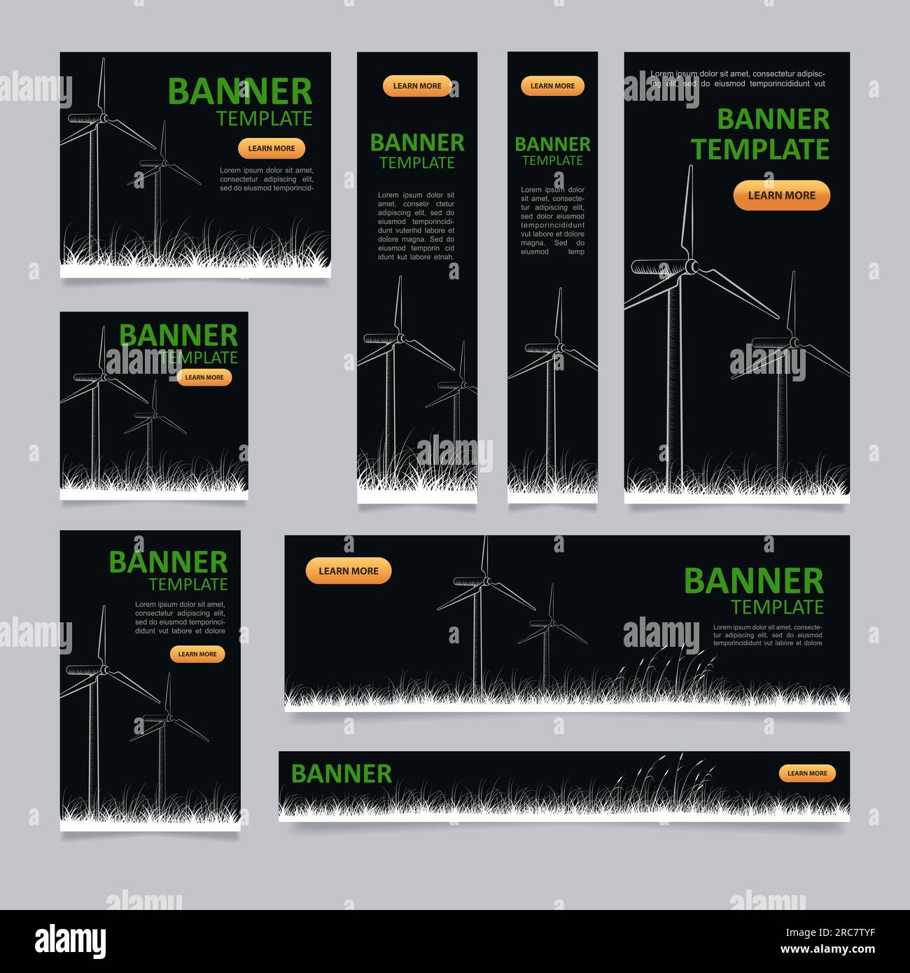 Wind turbines web banner design template Stock Vector Image & Art - Alamy