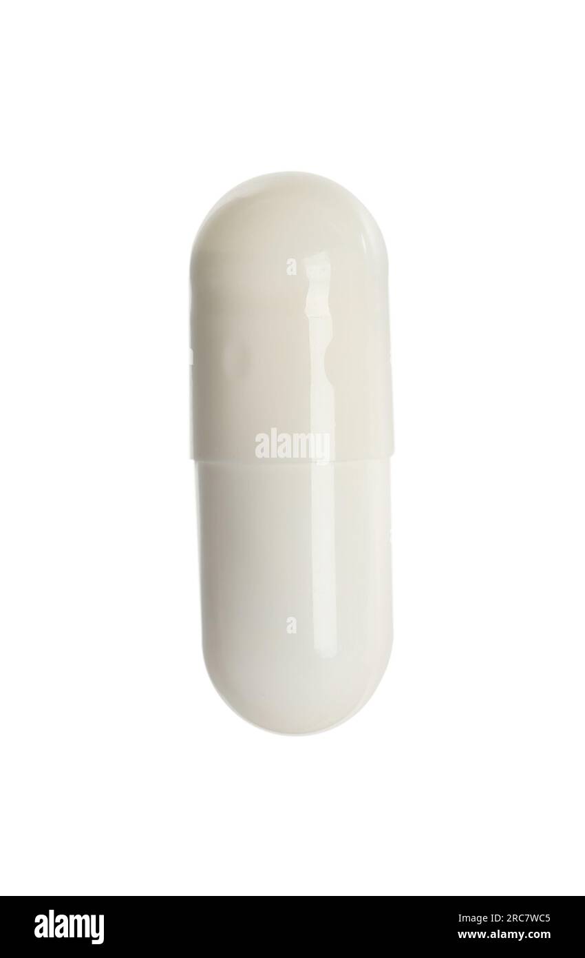 One pill isolated on white. Drug therapy Stock Photo - Alamy