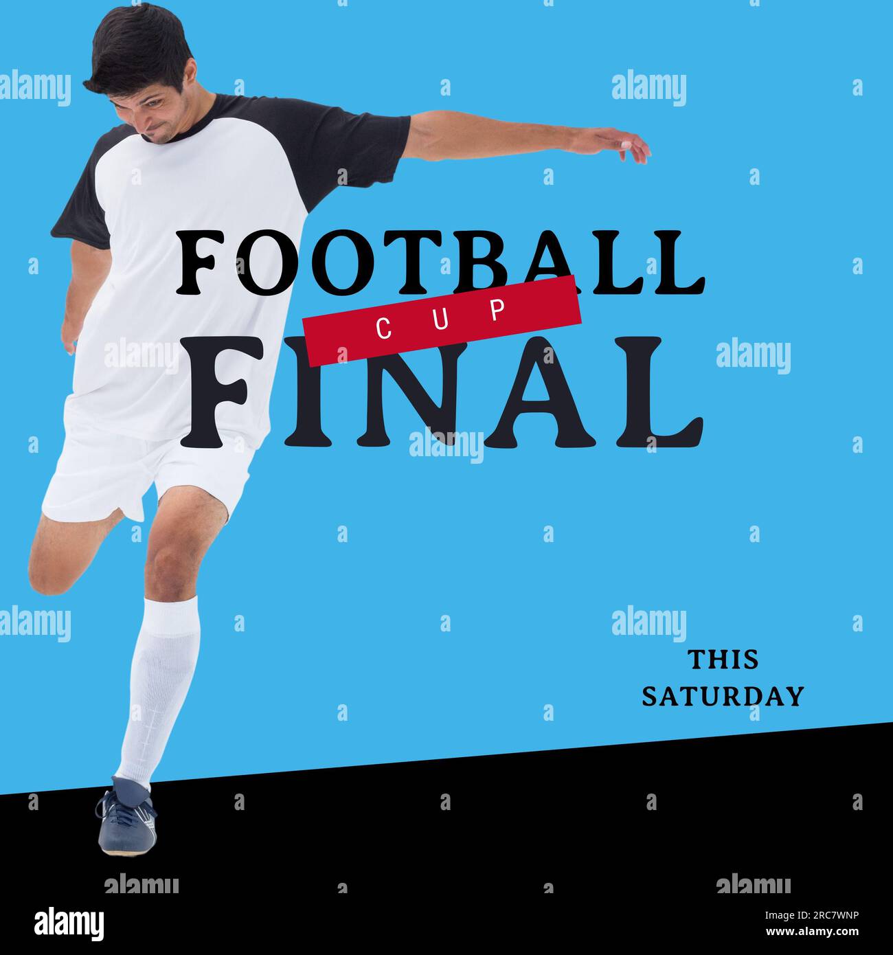 Composite of football cup final text and caucasian male football player ...