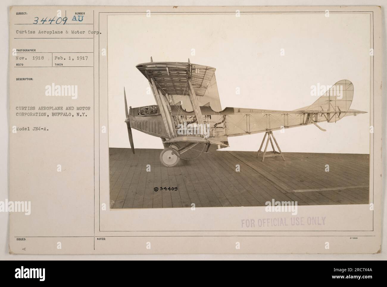 A Curtiss Model JN4-A aeroplane made by the Curtiss Aeroplane & Motor ...