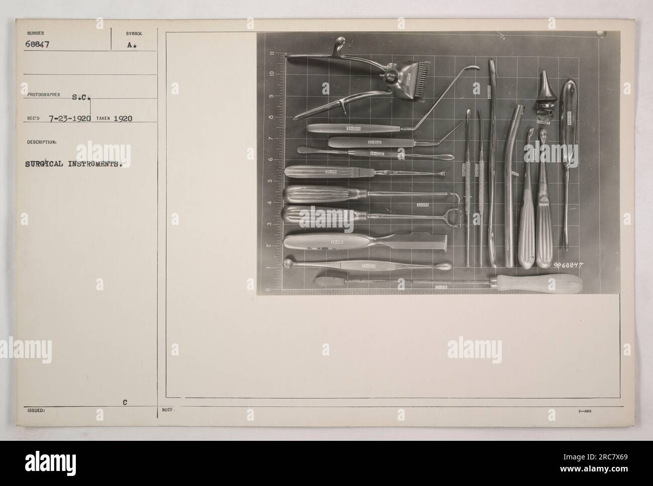 Image showing a collection of surgical instruments from World War One ...