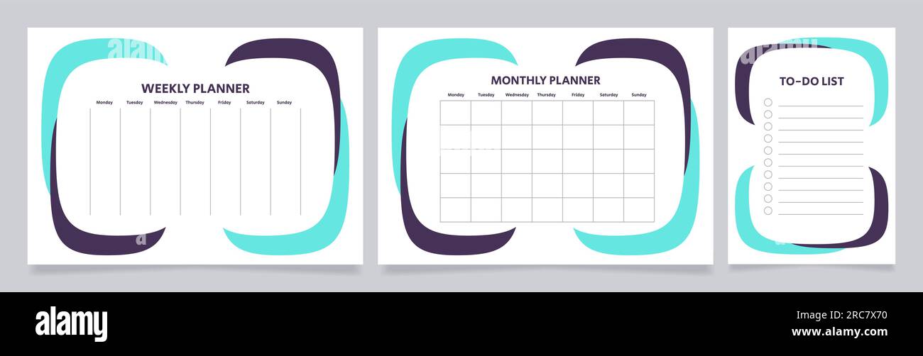 Work tasks planner worksheet design templates set Stock Vector Image ...