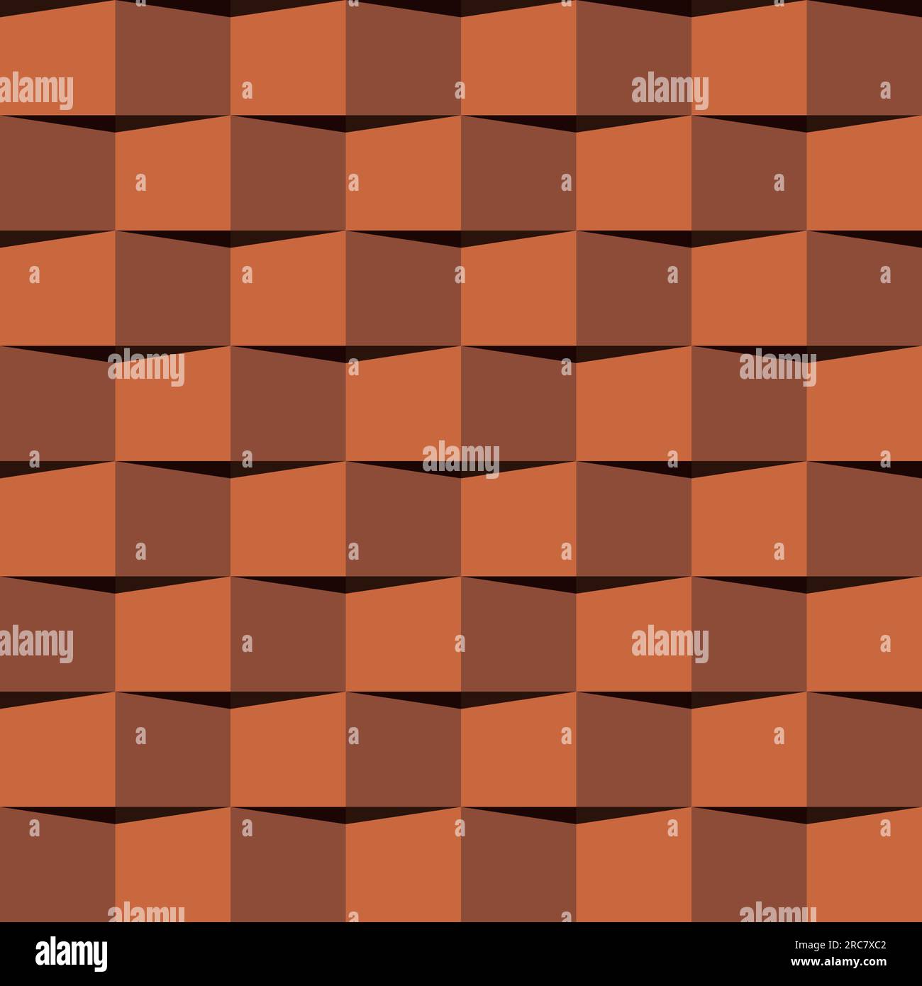 Orange brick color roof tiles pattern. 3D like vector seamless pattern ...