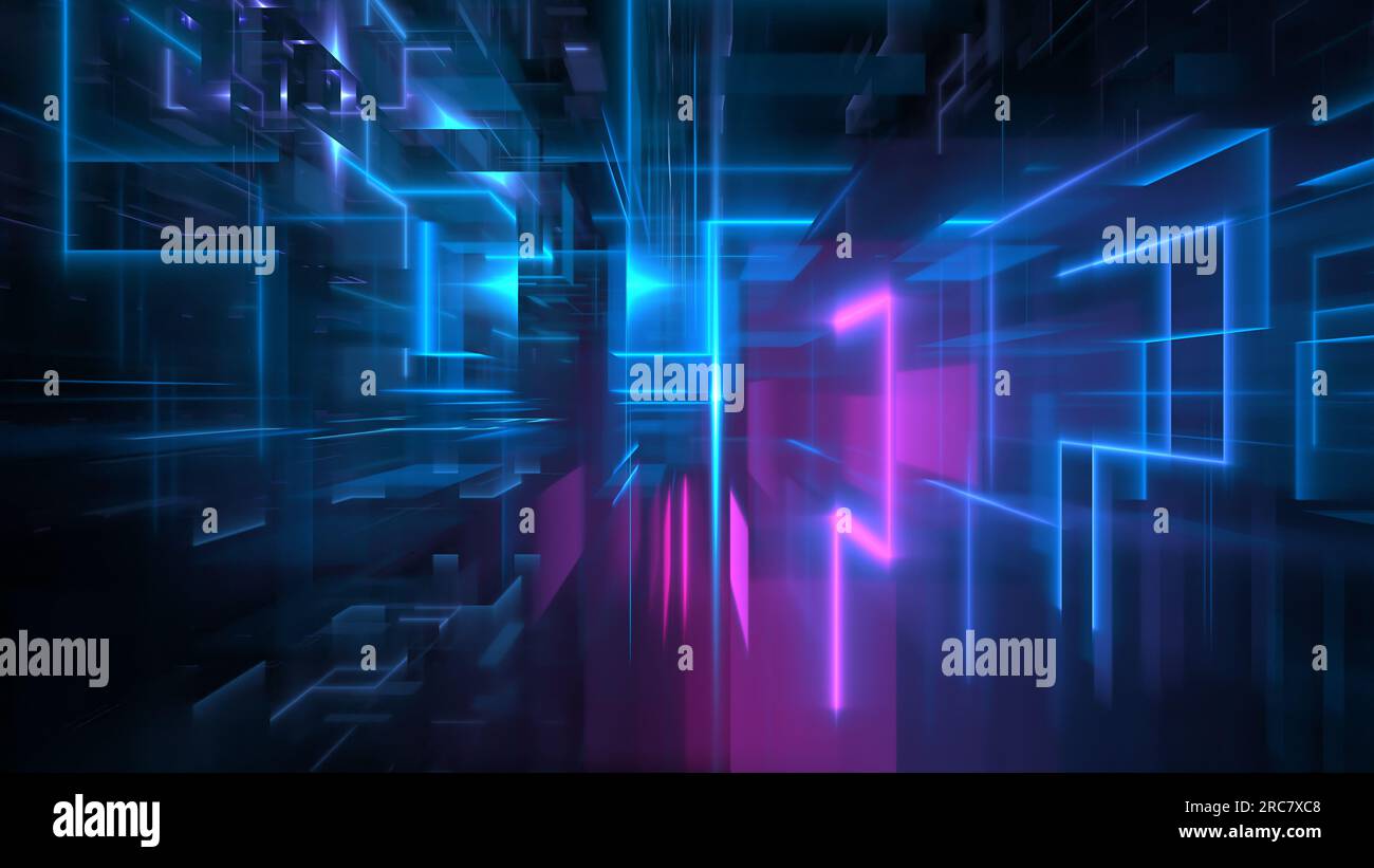 New digital technology background, dark neon light, motion blur ...