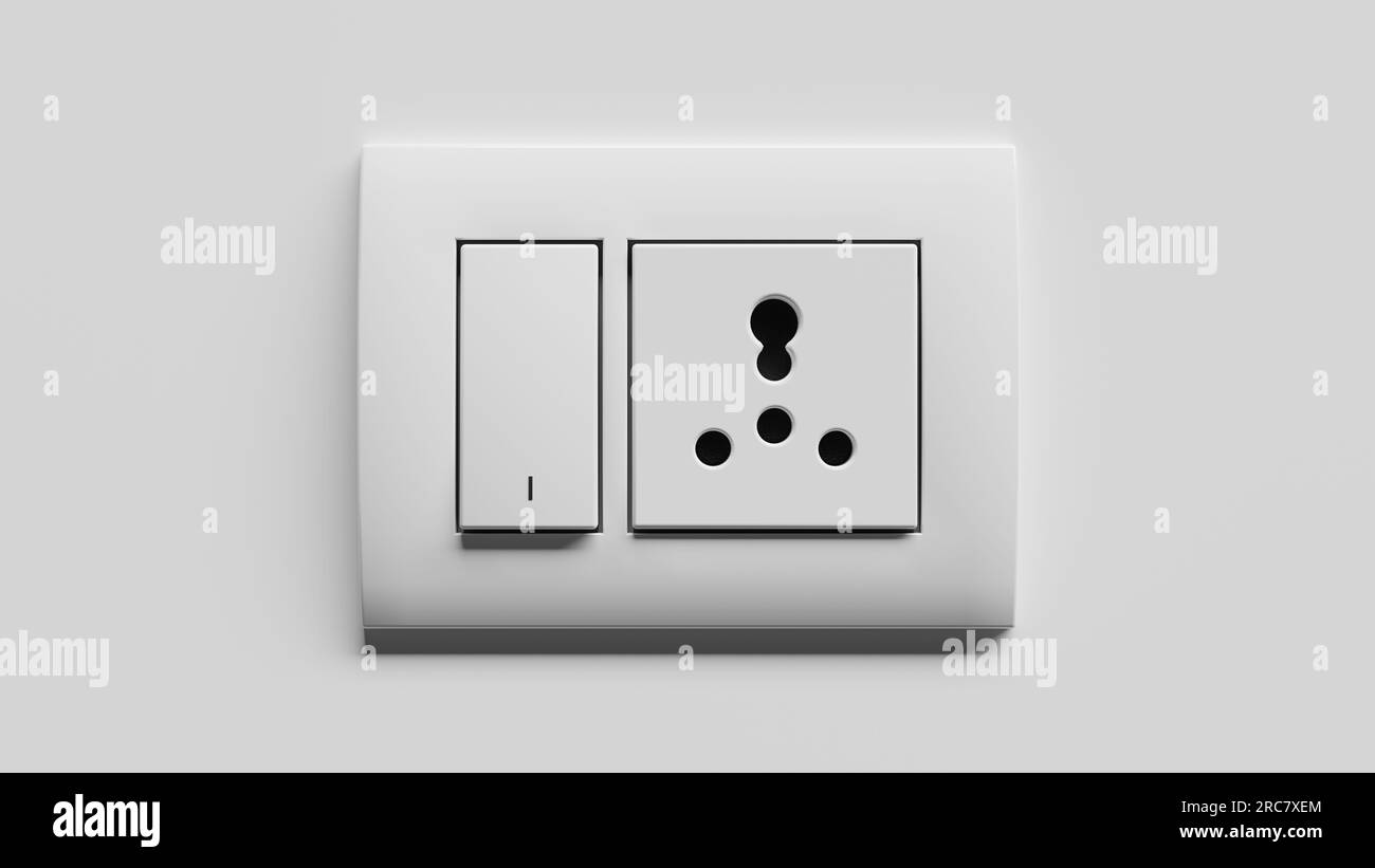 Modular switchboard electrical outlet, interchangeable on a white wall ...