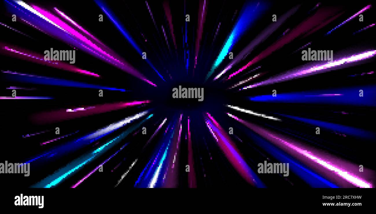 Abstract neon blue and purple light traces. Vector realistic ...