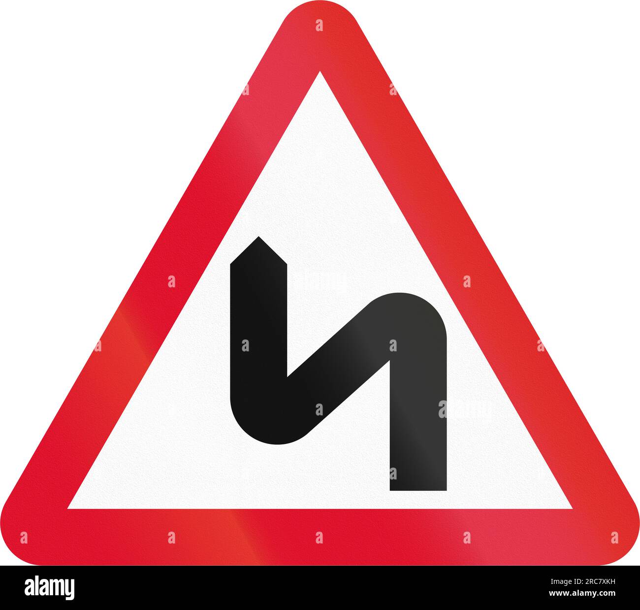 Hong Kong sign warning about a double curve first to left Stock Photo ...