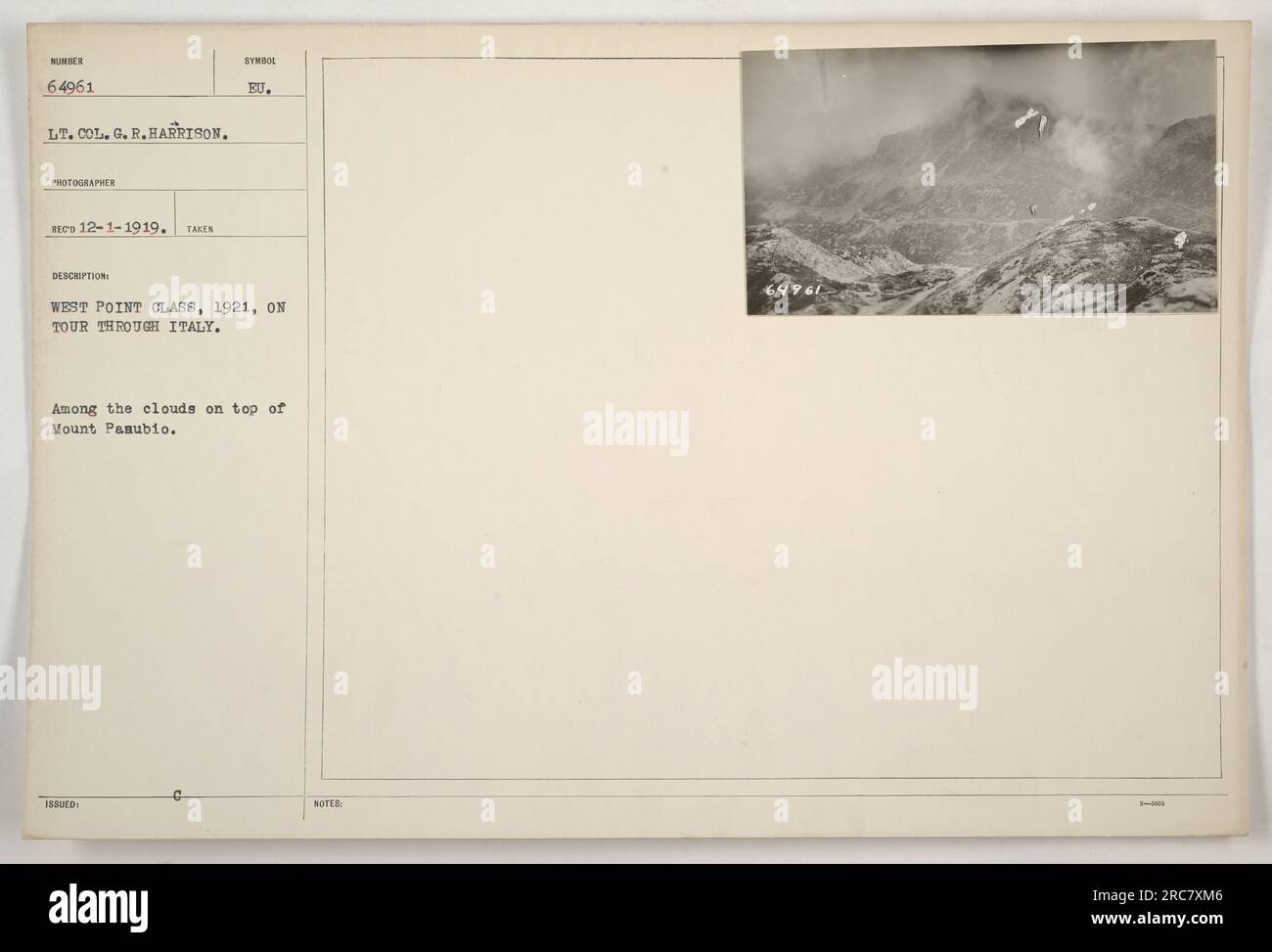 West Point Class of 1921 on a tour through Italy. Lt. Col. G.R ...