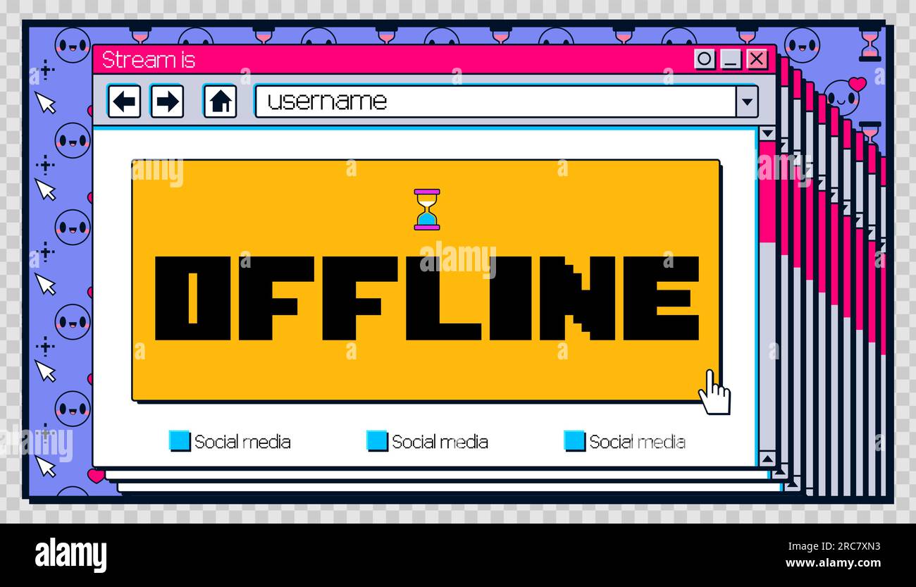 Stream is offline twitch background banner layout. Y2k creative retro ...