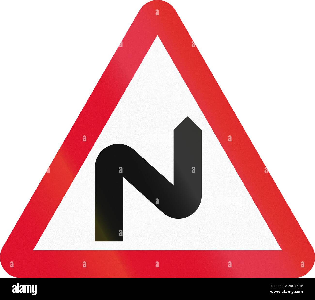 Hong Kong sign warning about a double curve first to right Stock Photo ...