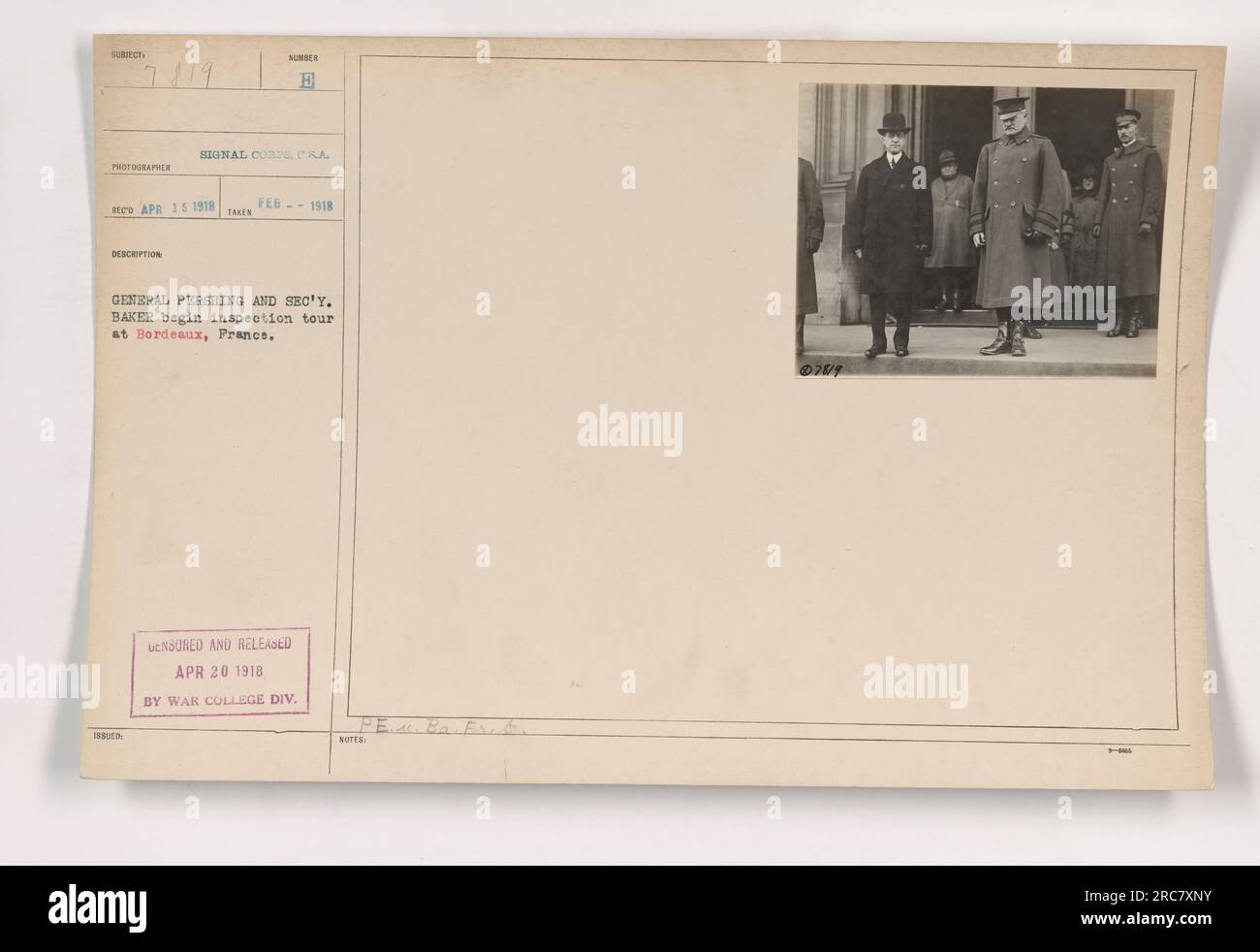 General Pershing and Secretary Baker starting an inspection tour in ...