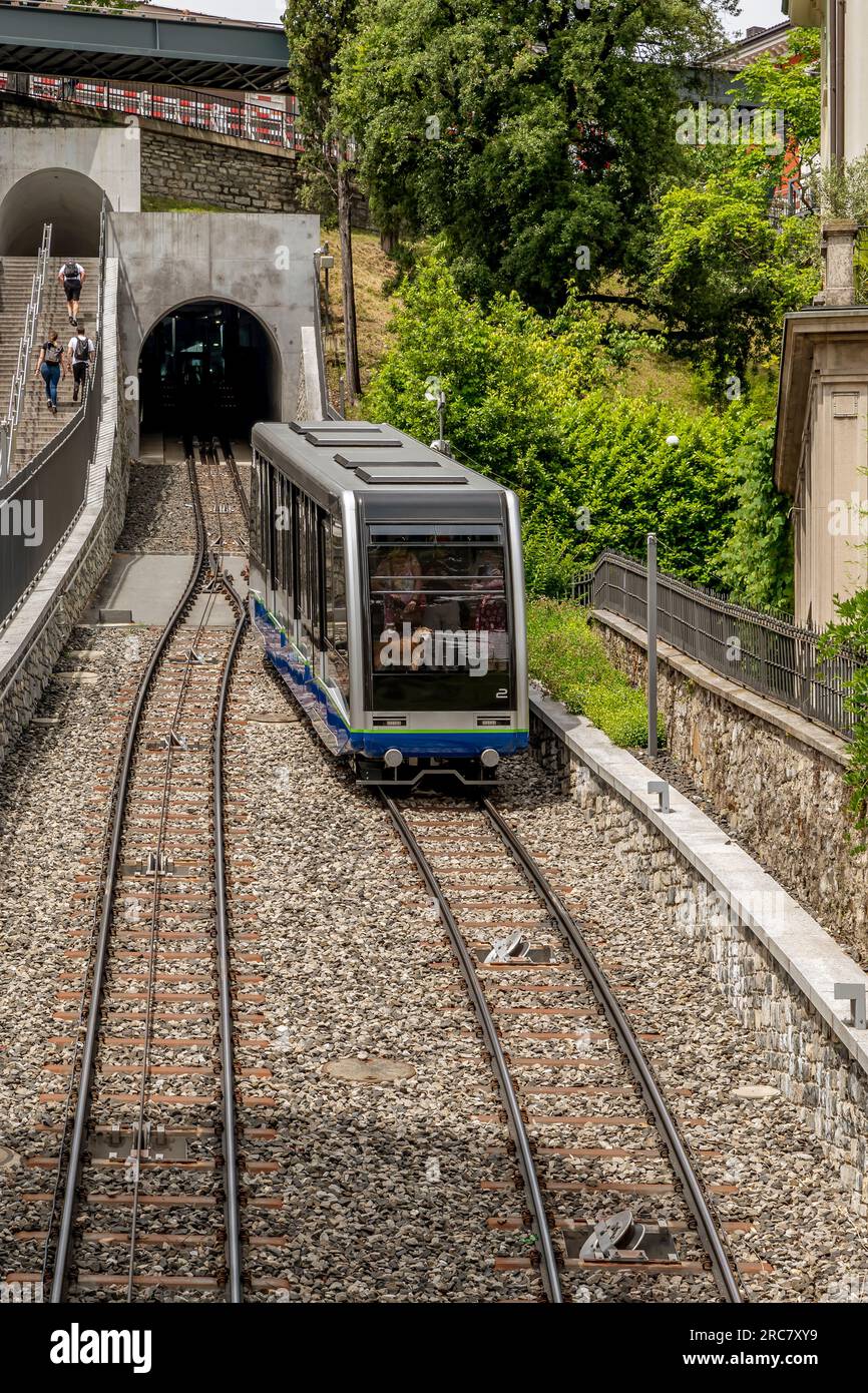 The funicular connecting the railway station of Lugano, Switzerland ...