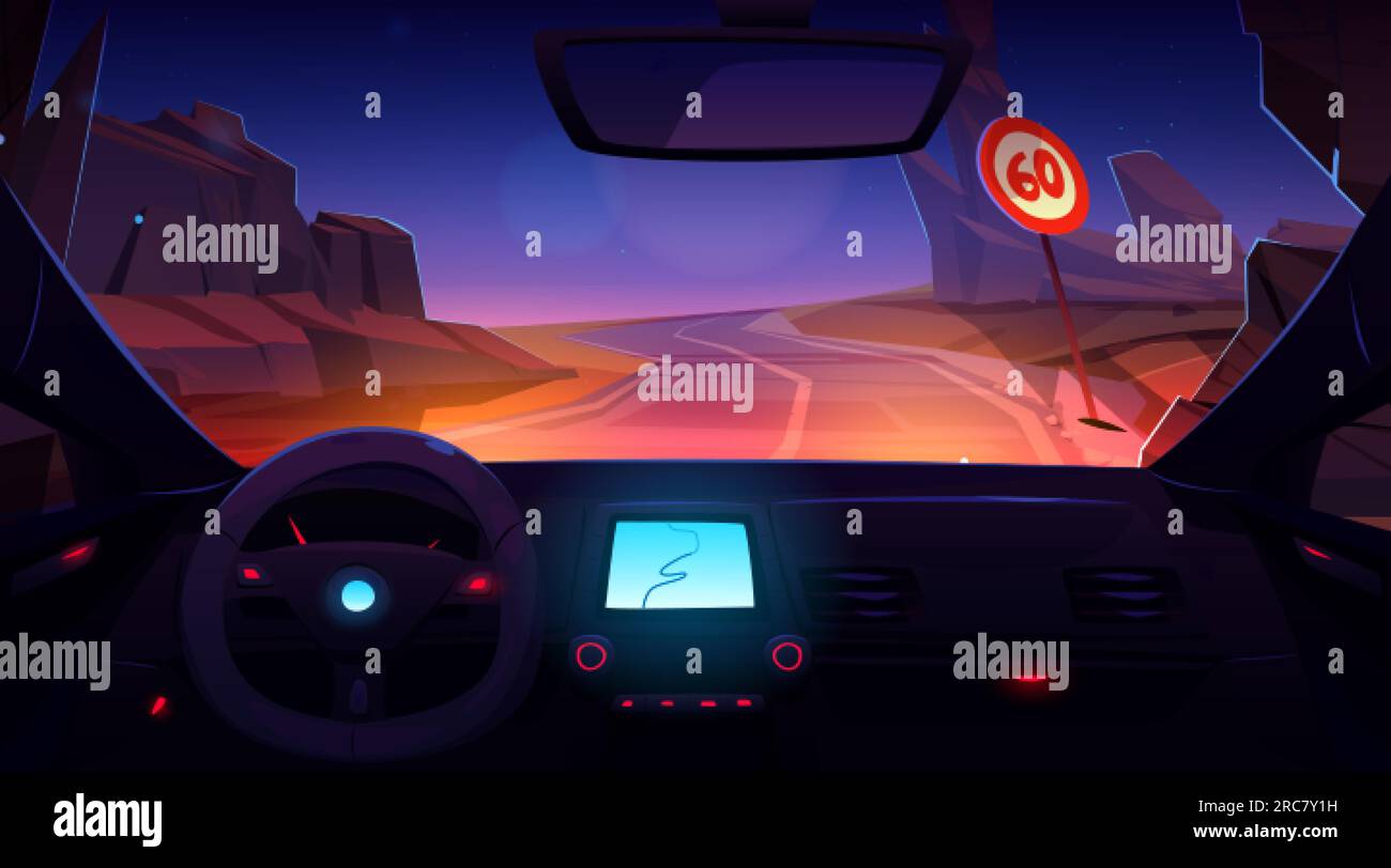 Inside car night on highway Stock Vector Images - Alamy