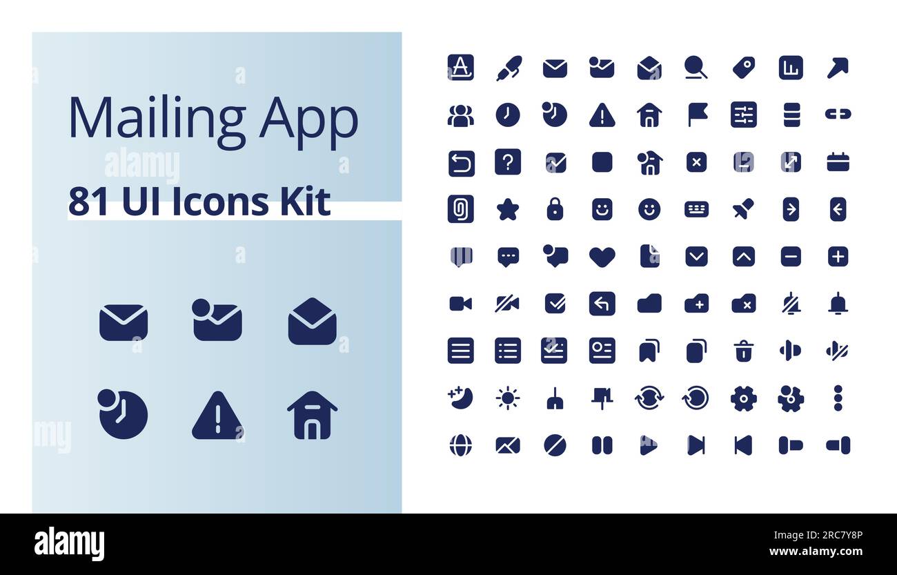 Mailing app black glyph ui icons kit Stock Vector Image & Art - Alamy