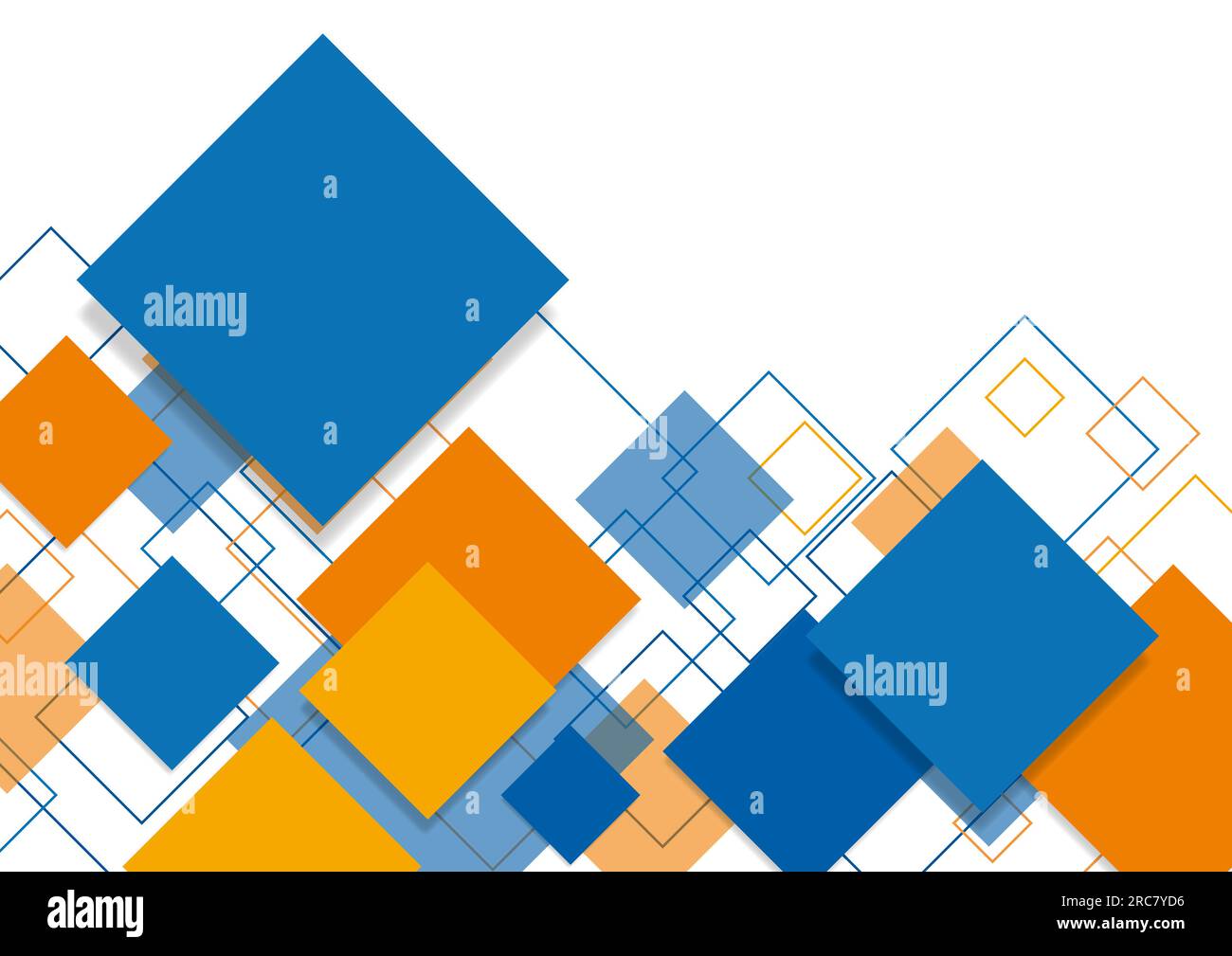 Abstract blue and orange square geometric pattern background, for cover ...