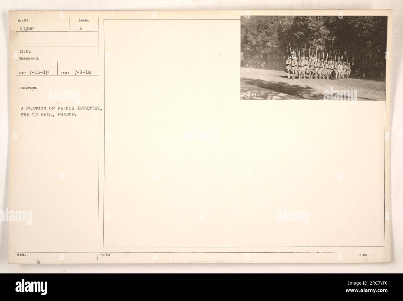 Platoon of French infantry soldiers being photographed during World War ...