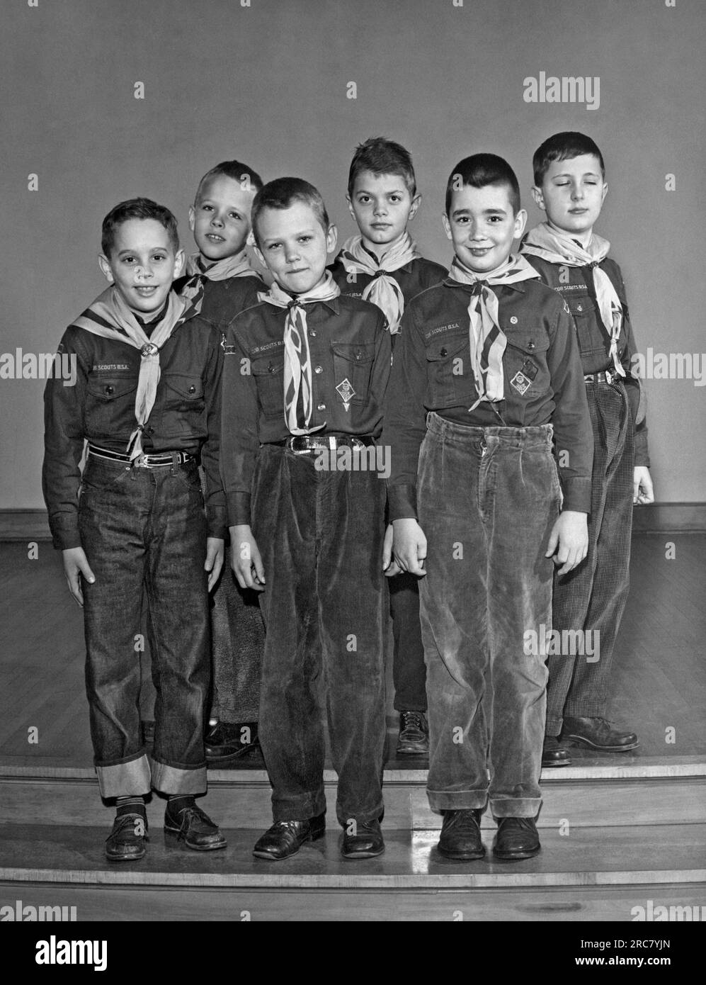 Austin, Minnesota: c. 1955 A pack of Cub Scouts standing for their ...