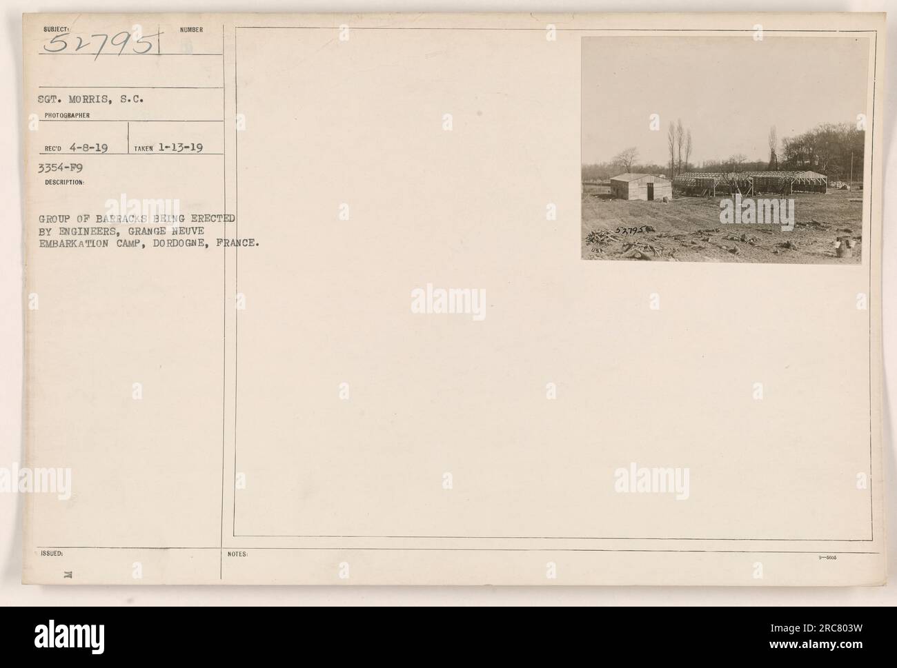 Engineers constructing a group of barracks at Grange Neuve Embarkation ...