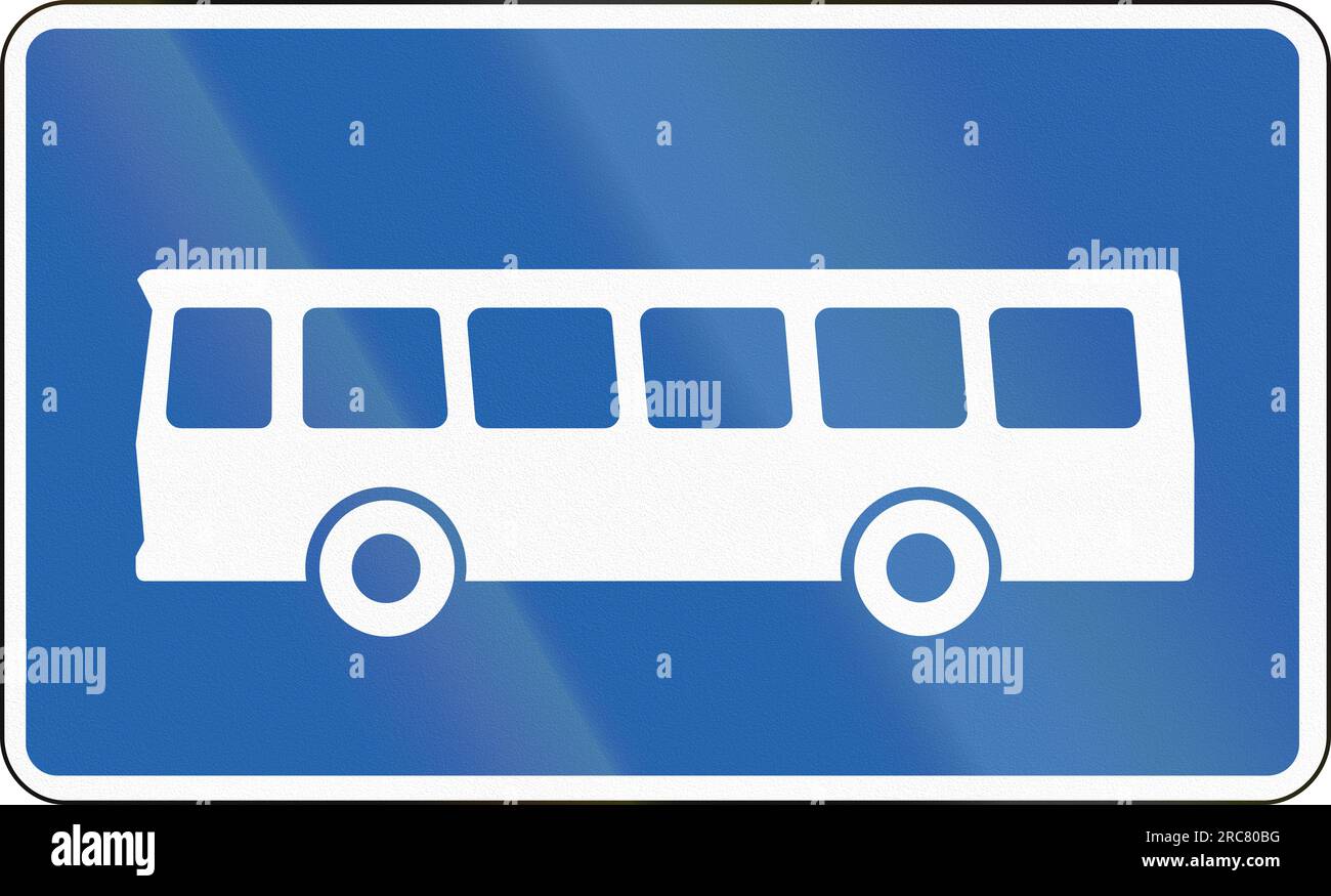 Road sign in Iceland - Bus stop (long distance Stock Photo - Alamy