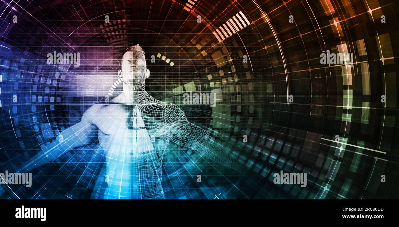 Humans and Machines Merging as a Futurist Concept art Stock Photo - Alamy