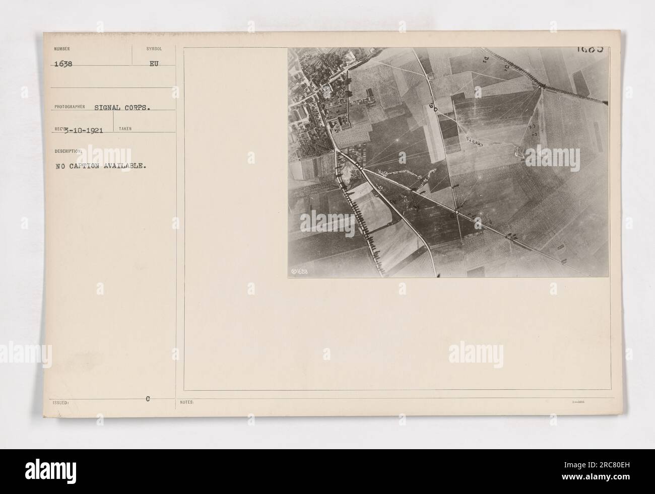 This aerial photograph, assigned the number 1638, was taken in 1921 by ...