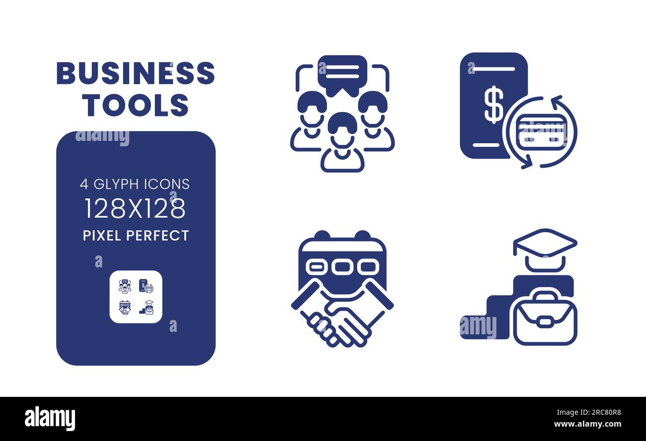 Business tools black solid desktop icons pack Stock Vector Image & Art ...