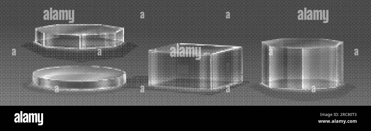 3d glass transparent clear stand podium display box isolated on ...
