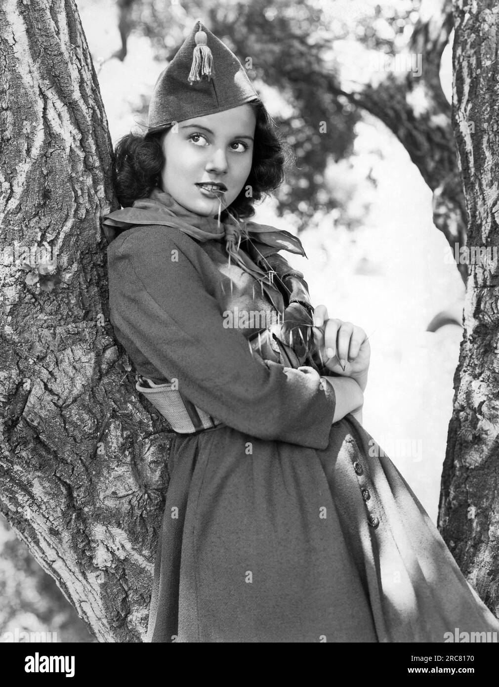 United States: c. 1948 An attractive young woman wearing dress military ...