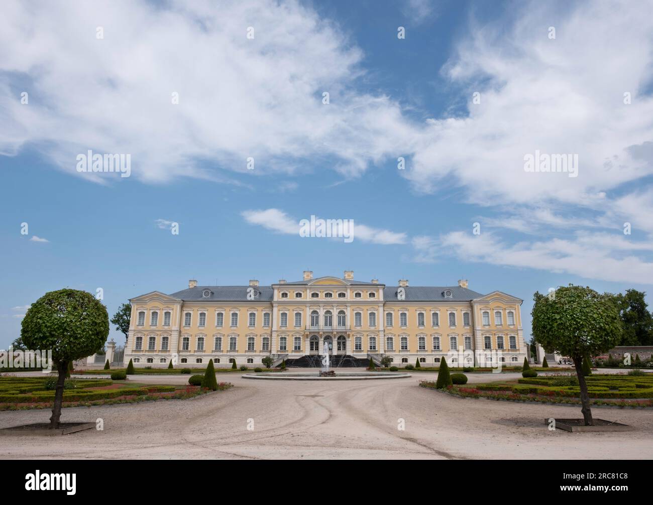 Rundāle Palace in the Bauska Municipality in Latvia. Baroque yellow ...