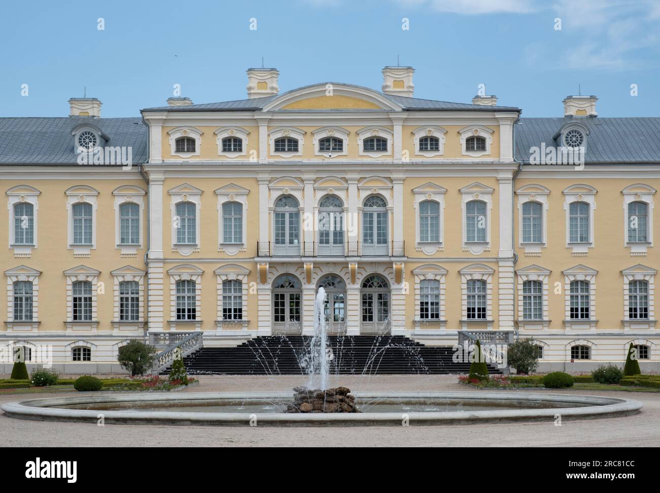 Rundāle Palace in the Bauska Municipality in Latvia. Baroque yellow ...