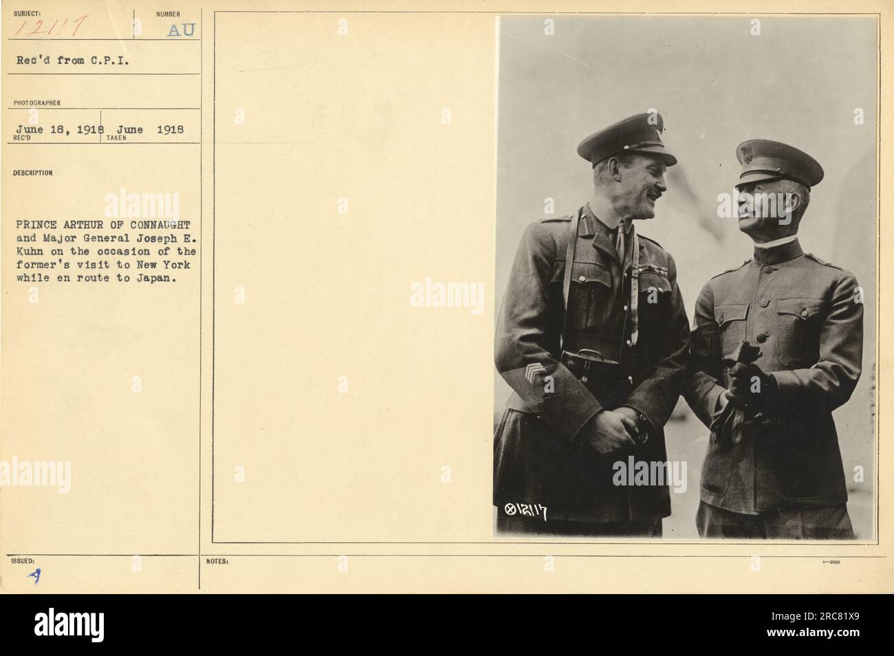 Prince Arthur of Connaught and Major General Joseph E. Kuhn pictured ...