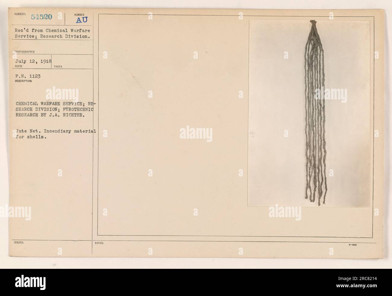 Photograph taken on July 12, 1918, of the pyrotechnic research ...