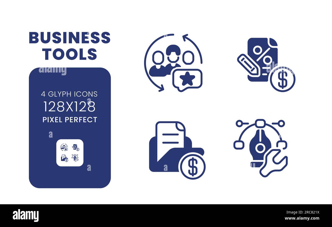 Business tools black solid desktop icons pack Stock Vector Image & Art ...